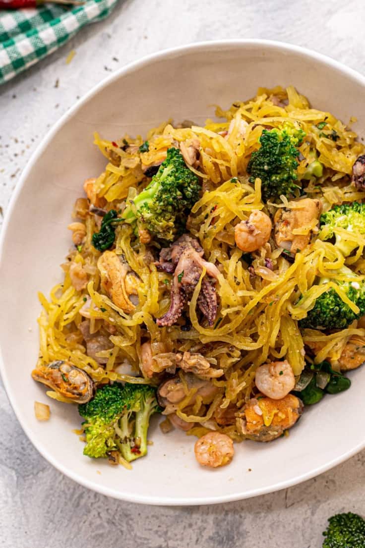 Spaghetti Squash Seafood Primavera - Lexi's Clean Kitchen