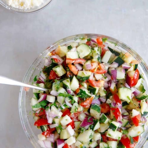 Easy Israeli Salad with Cucumbers and Tomatoes - Lexi's Clean Kitchen