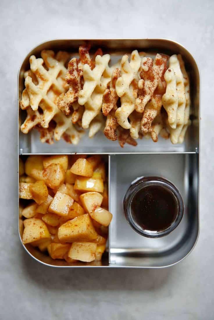 Mini Waffles with Cinnamon Apple Topping