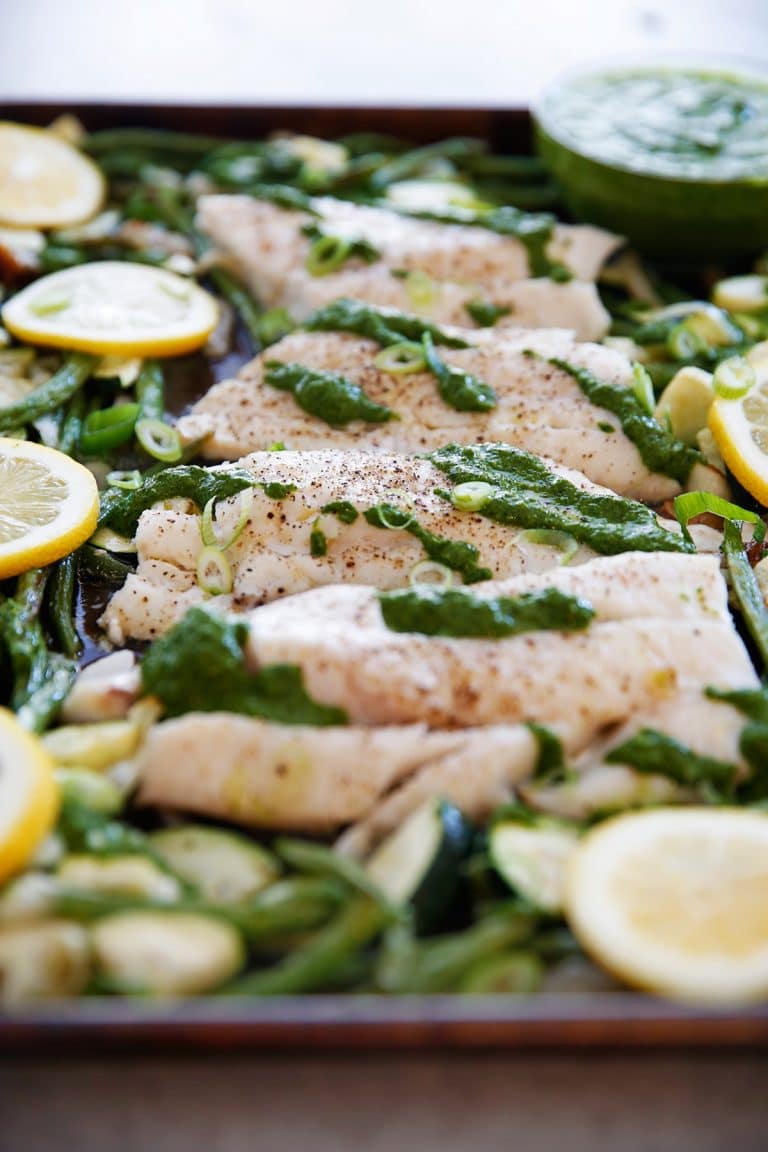 Sheet Pan Cod & Vegetables in Lemon Herb Sauce - Lexi's Clean Kitchen