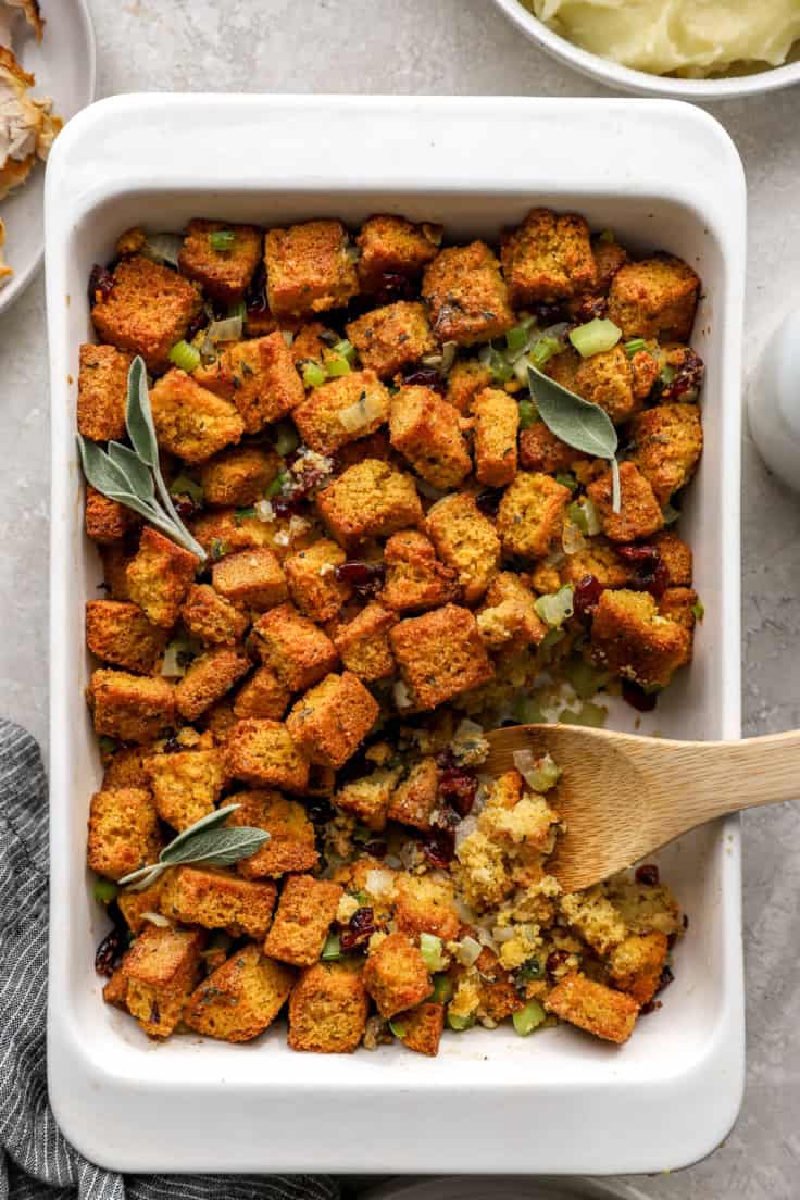 Gluten Free Cornbread Stuffing (Vegetarian) - Lexi's Clean Kitchen