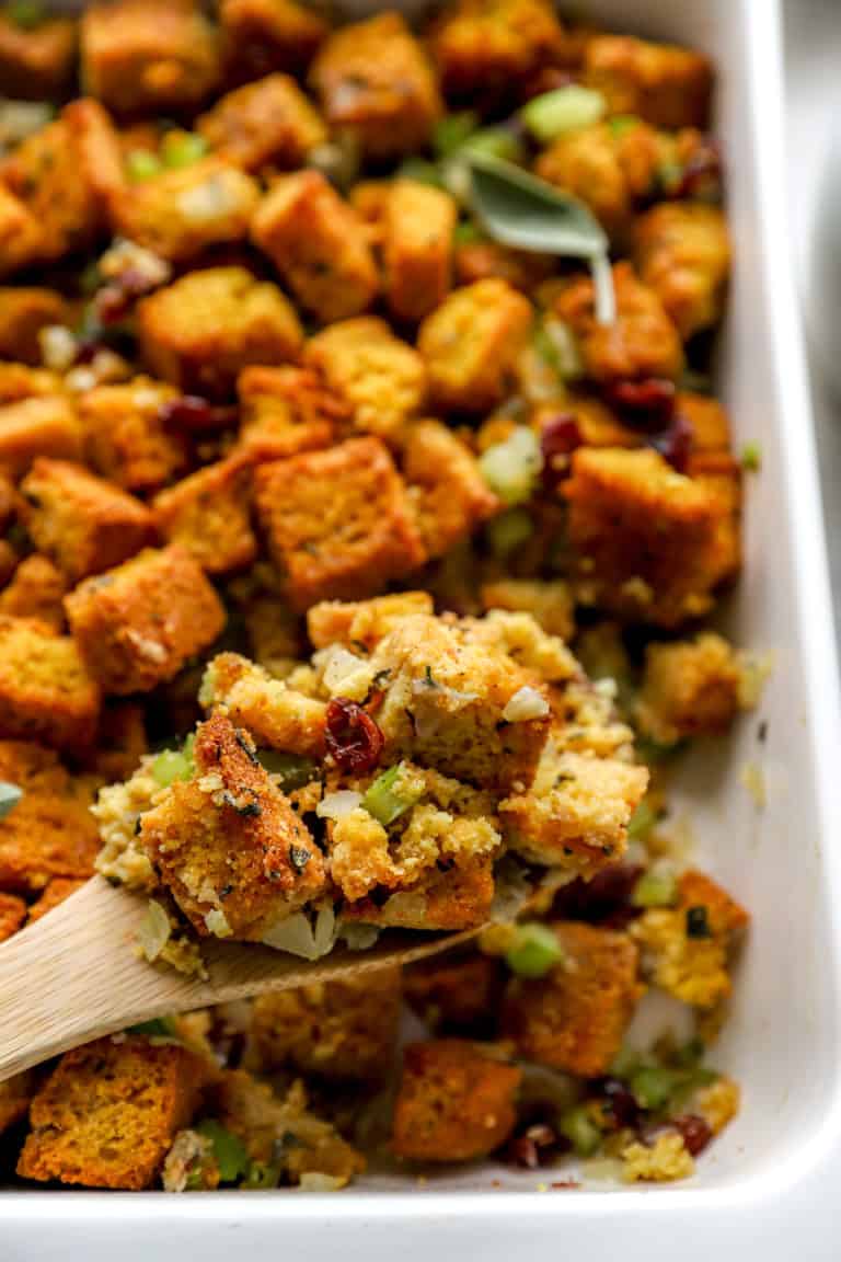 Gluten Free Cornbread Stuffing (Vegetarian) - Lexi's Clean Kitchen