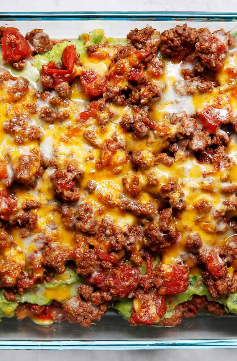 The Ultimate 7 Layer Taco Dip with Meat- Lexi's Clean Kitchen