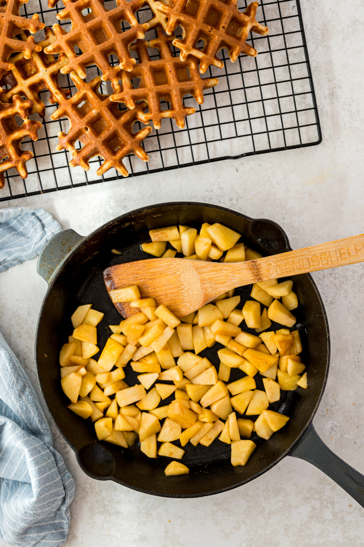 Mini Waffles with Cinnamon Apple Topping