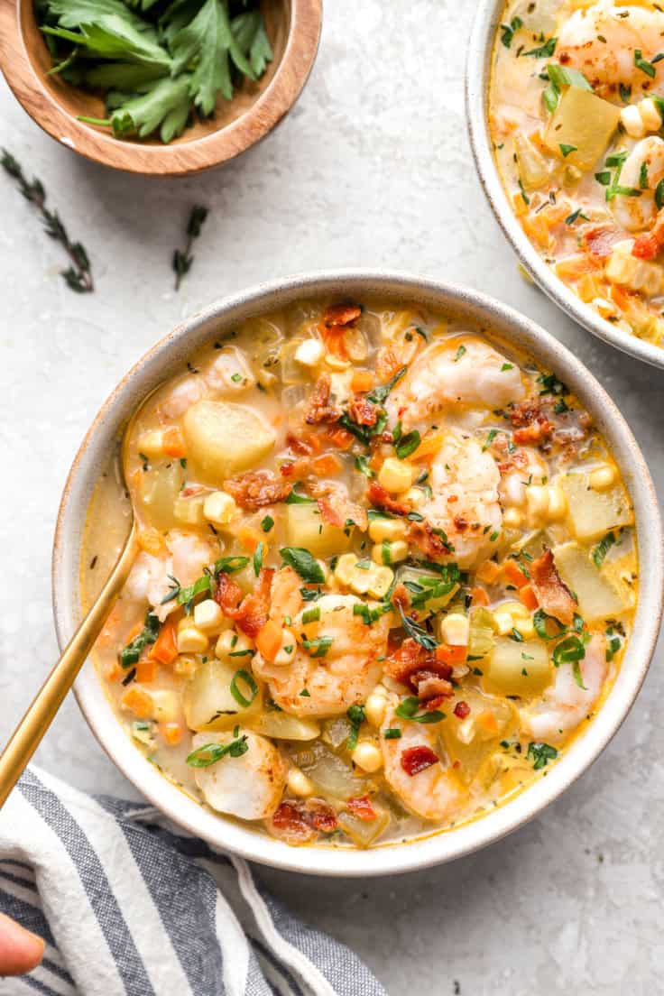 Creamy Potato Shrimp and Corn Chowder (One-Pot) - Lexi's Clean Kitchen
