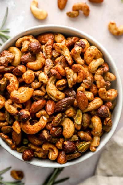 Spiced Maple Rosemary Party Nuts - Lexi's Clean Kitchen