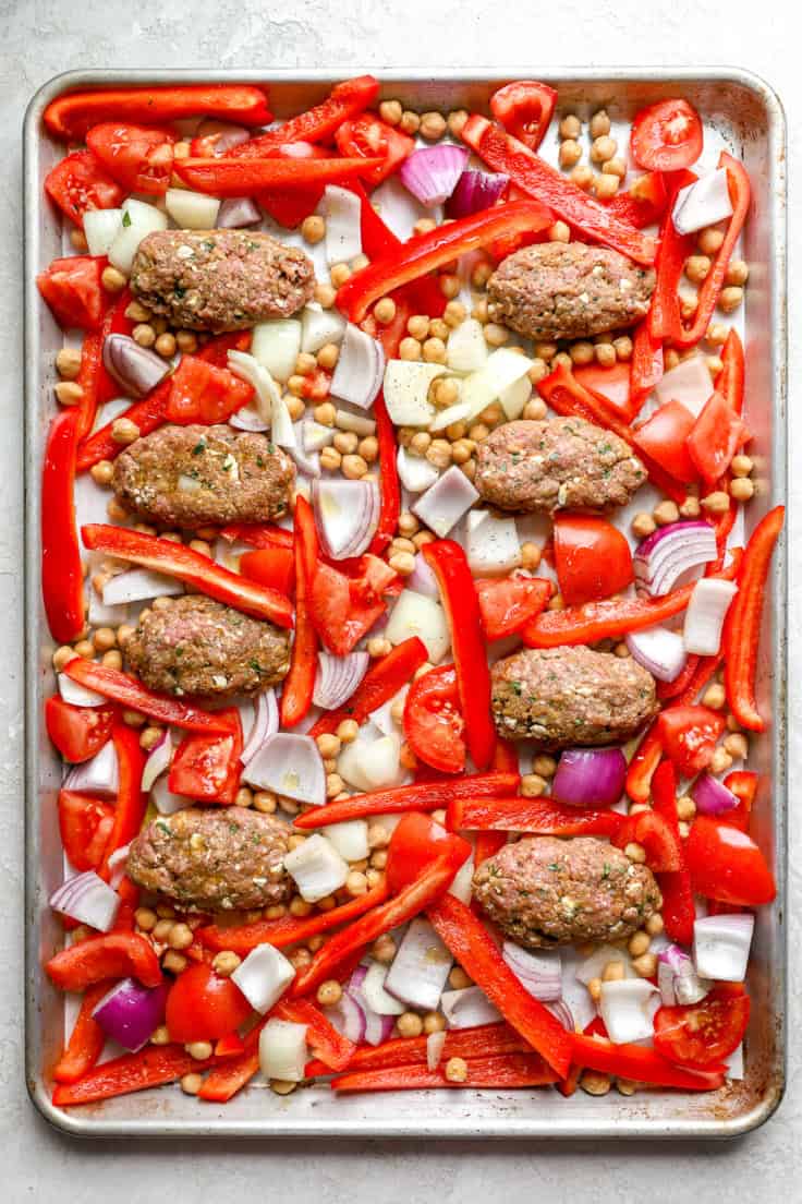 Sheet Pan Kofta Meatballs with Veggies and Green Tahini Sauce - Lexi's ...