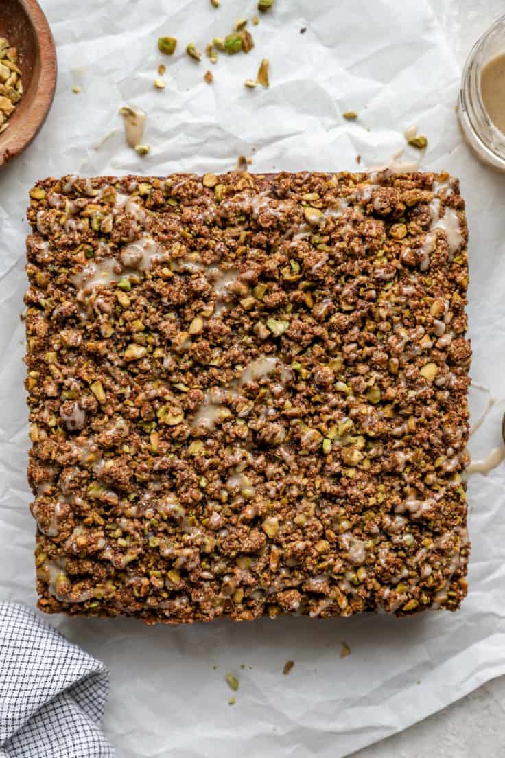 Pistachio Cake with Streusel Topping and Vanilla Glaze - Lexi's Clean ...