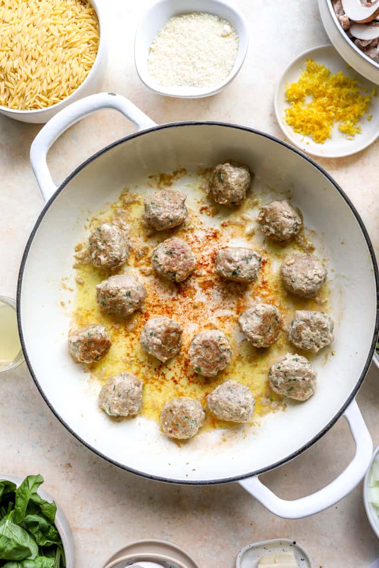 Herby Garlic Turkey Meatballs with Orzo - Lexi's Clean Kitchen